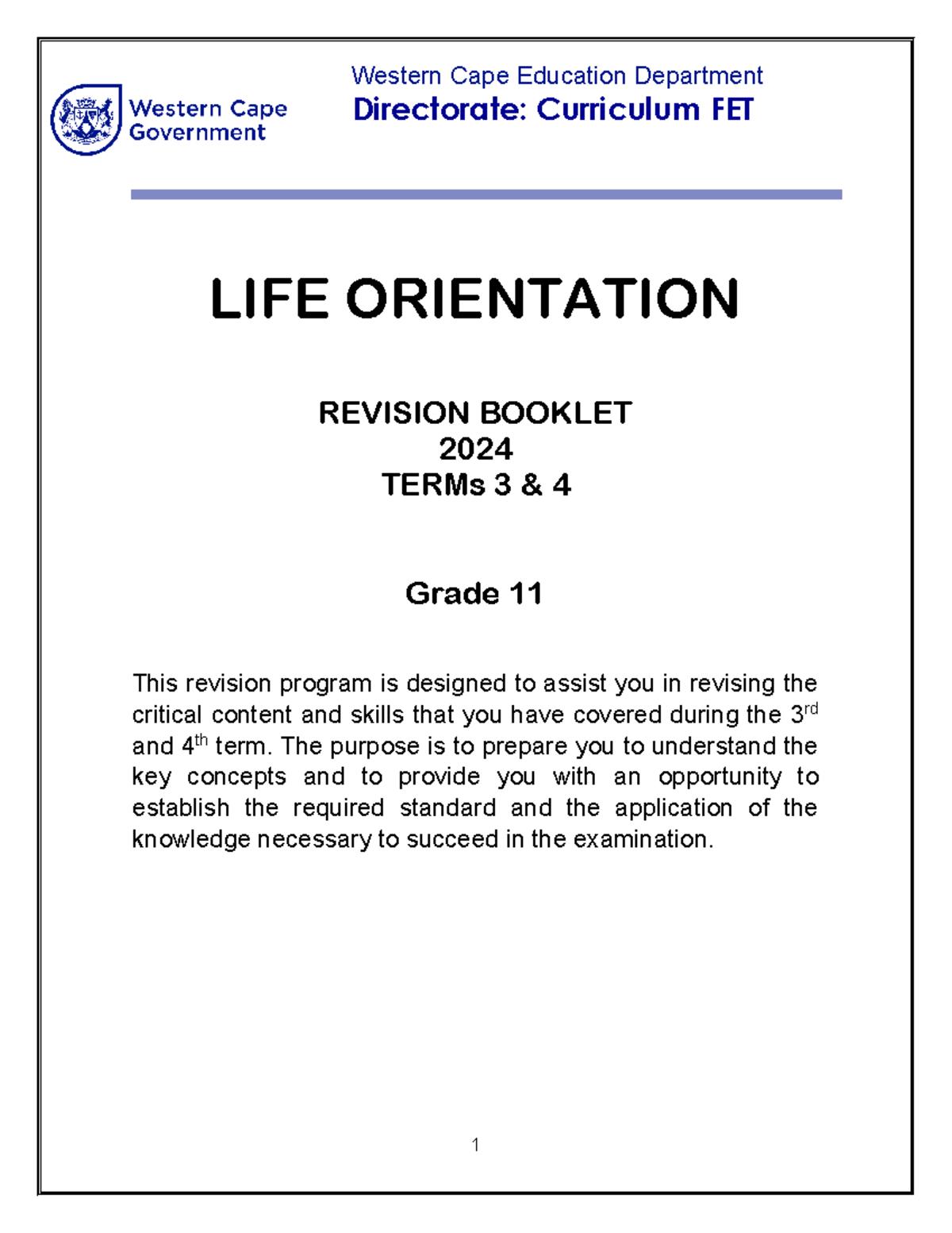 LO Revision Booklet 2024 Gr 11 Term 3 & 4 241010 070108 - Western Cape ...