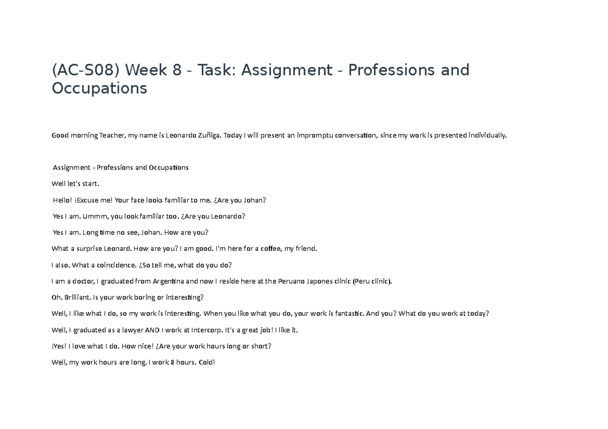 (AC-S08) Week 8 - Para los flojos - (AC-S08) Week 8 - Task: Assignment - Professions and ...