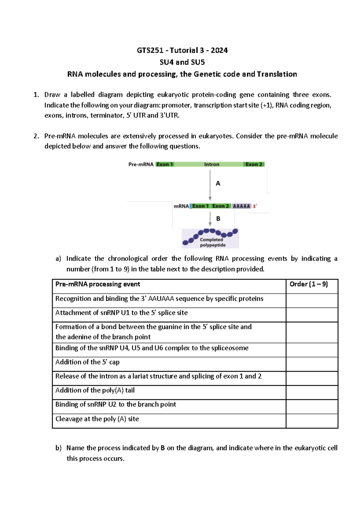 Tutorial 3 Assignment SU 4 & 5 2024 Final - GTS251 - Tutorial 3 - 2024 SU 4 and SU 5 RNA ...