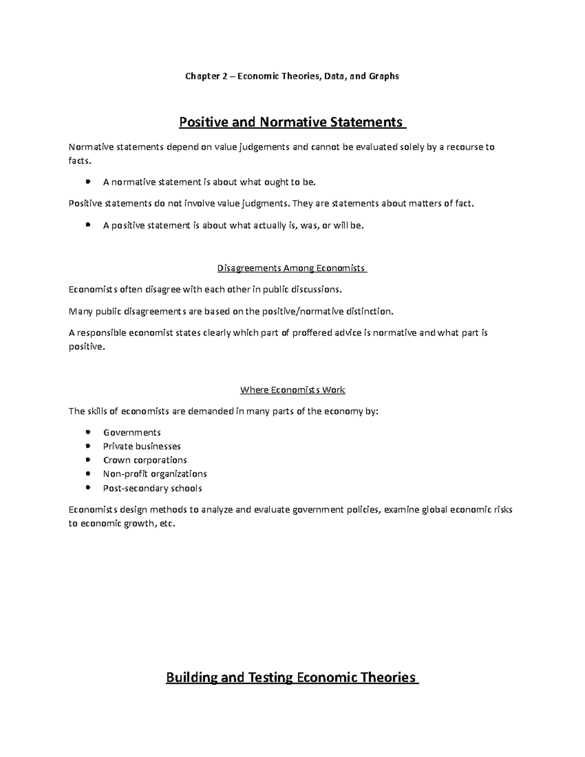 Chapter 2 – Economic Theories, Data, and Graphs - Chapter 2 – Economic ...