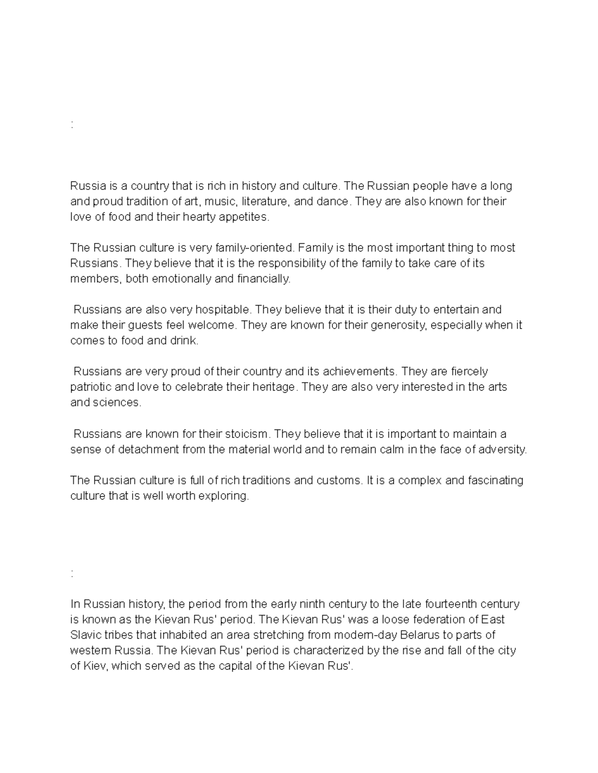 RUSS 150 course outline - : Russia is a country that is rich in history ...