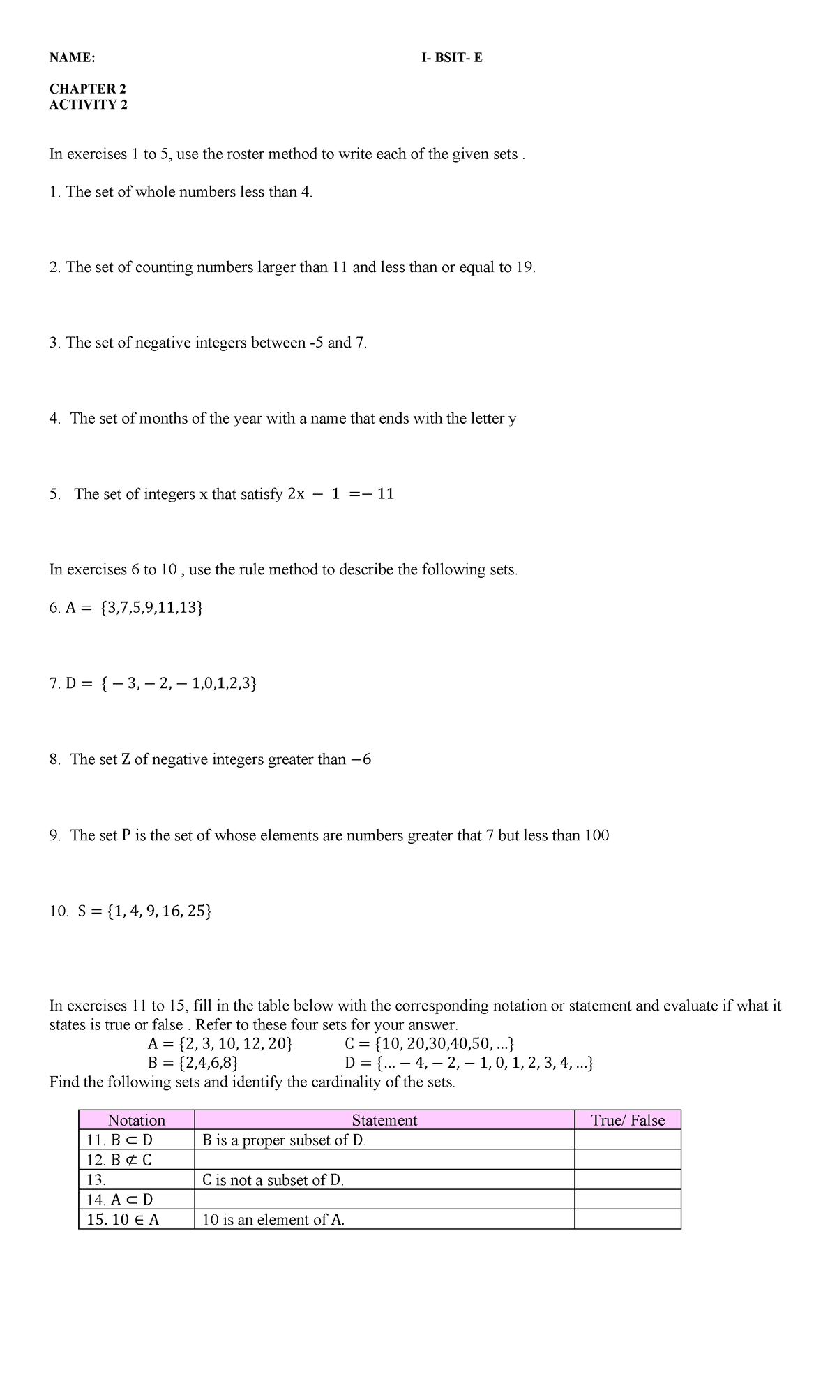 Chapter-2- Activity-1 103150 - NAME: CHAPTER 2 I- BSIT- E ACTIVITY 2 In ...
