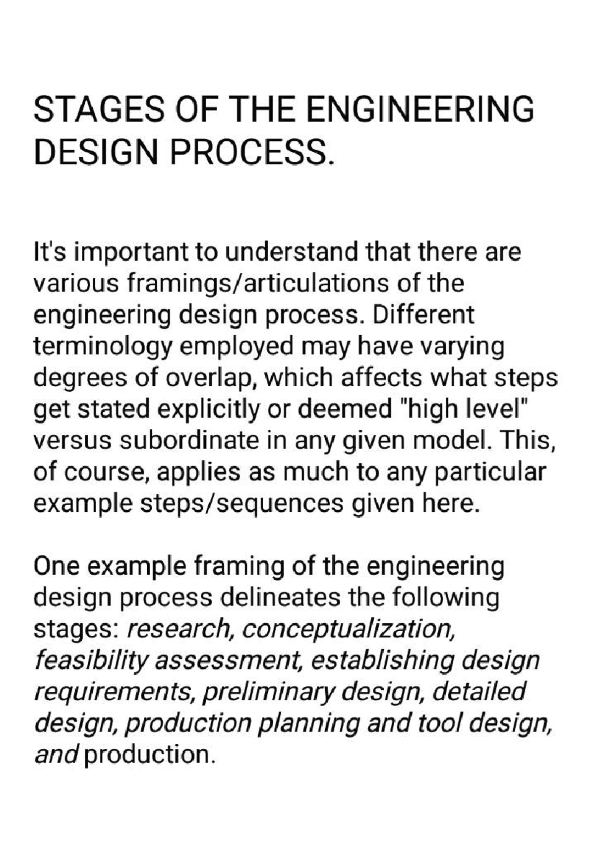 Stages of the engineering - M.Sc., Physics - Studocu