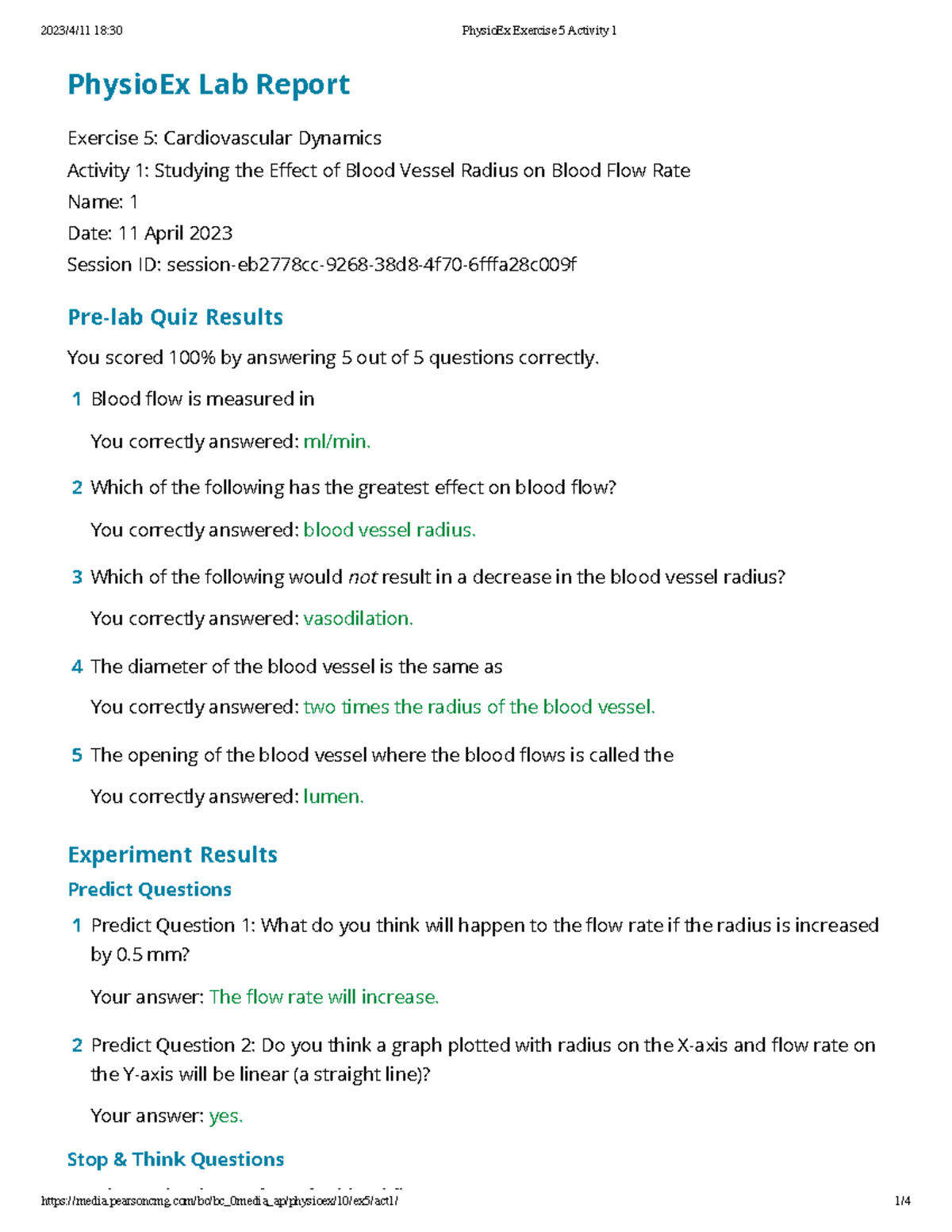 Physio Ex Exercise 5 Activity 1 - PhysioEx Lab Report Exercise 5 ...