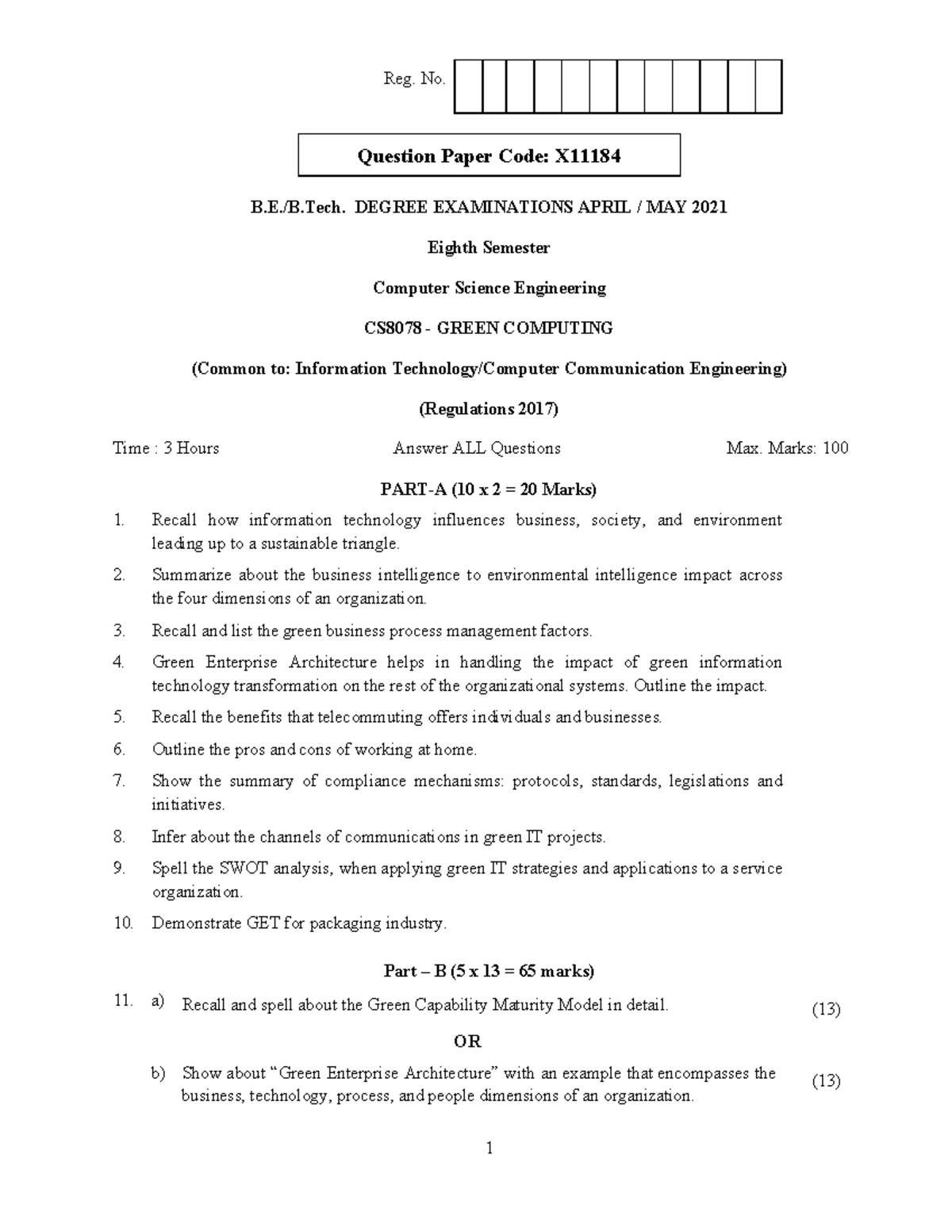 Question bank - green computing - - Studocu