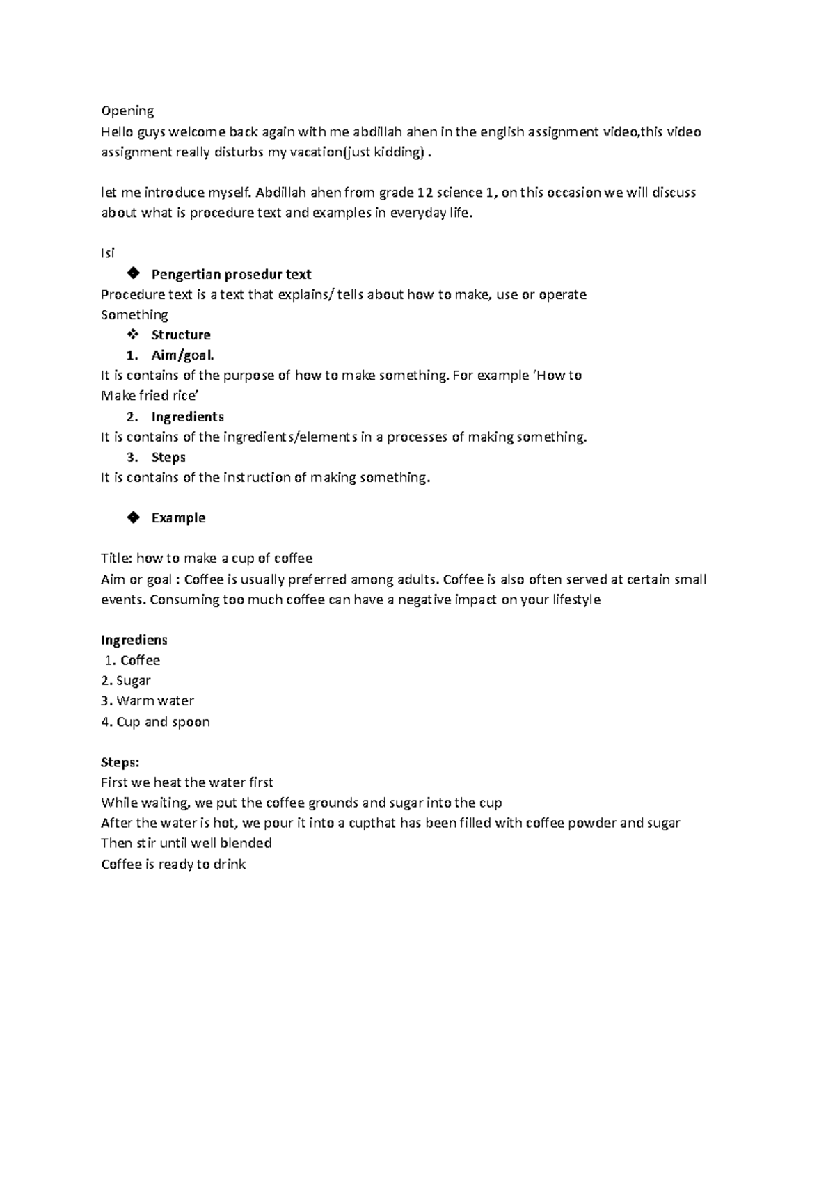 Materi Procedure TEXT - prosedure teks is about balalalalal - Opening ...