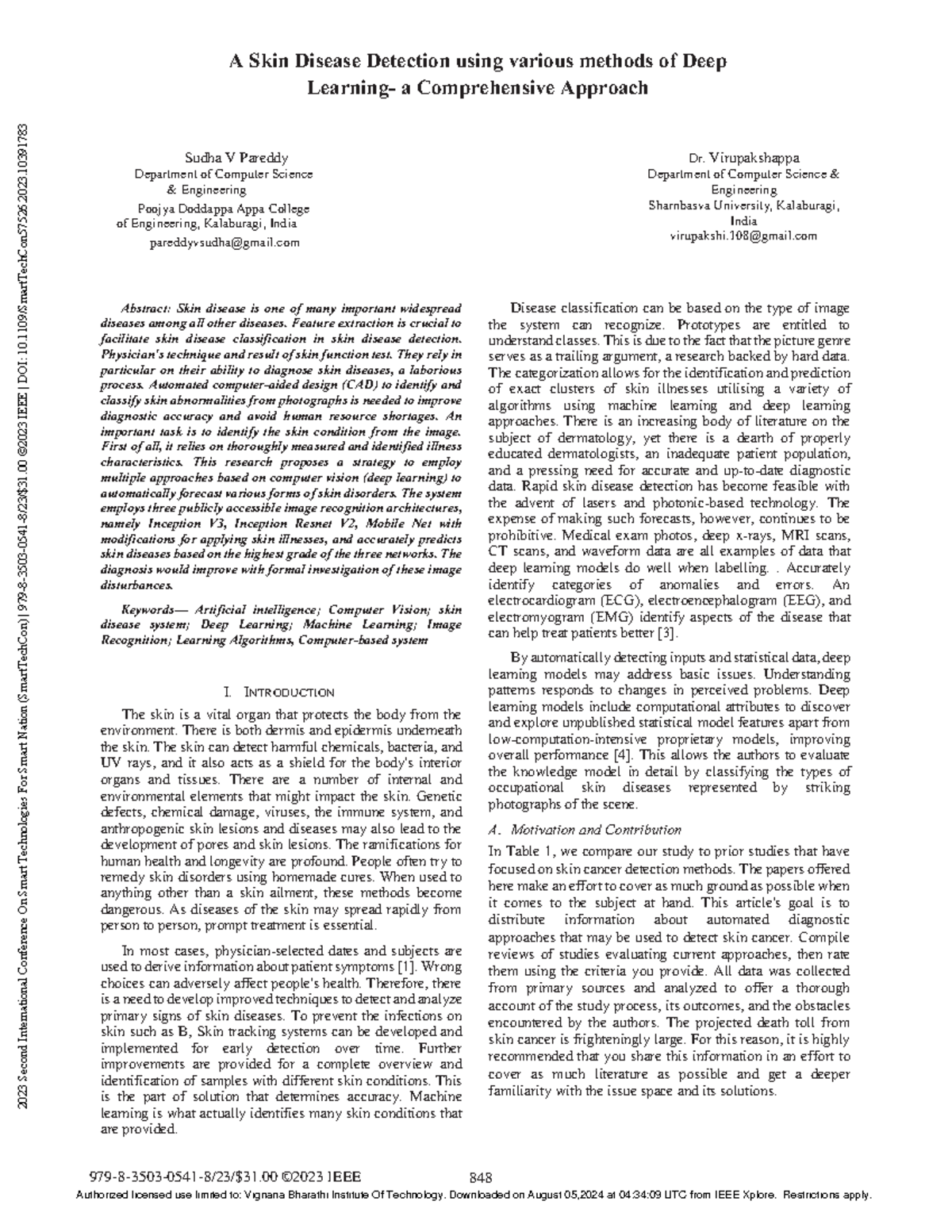 A Skin Disease Detection Using Various Methods Of Deep Learning A Comprehensive Approach