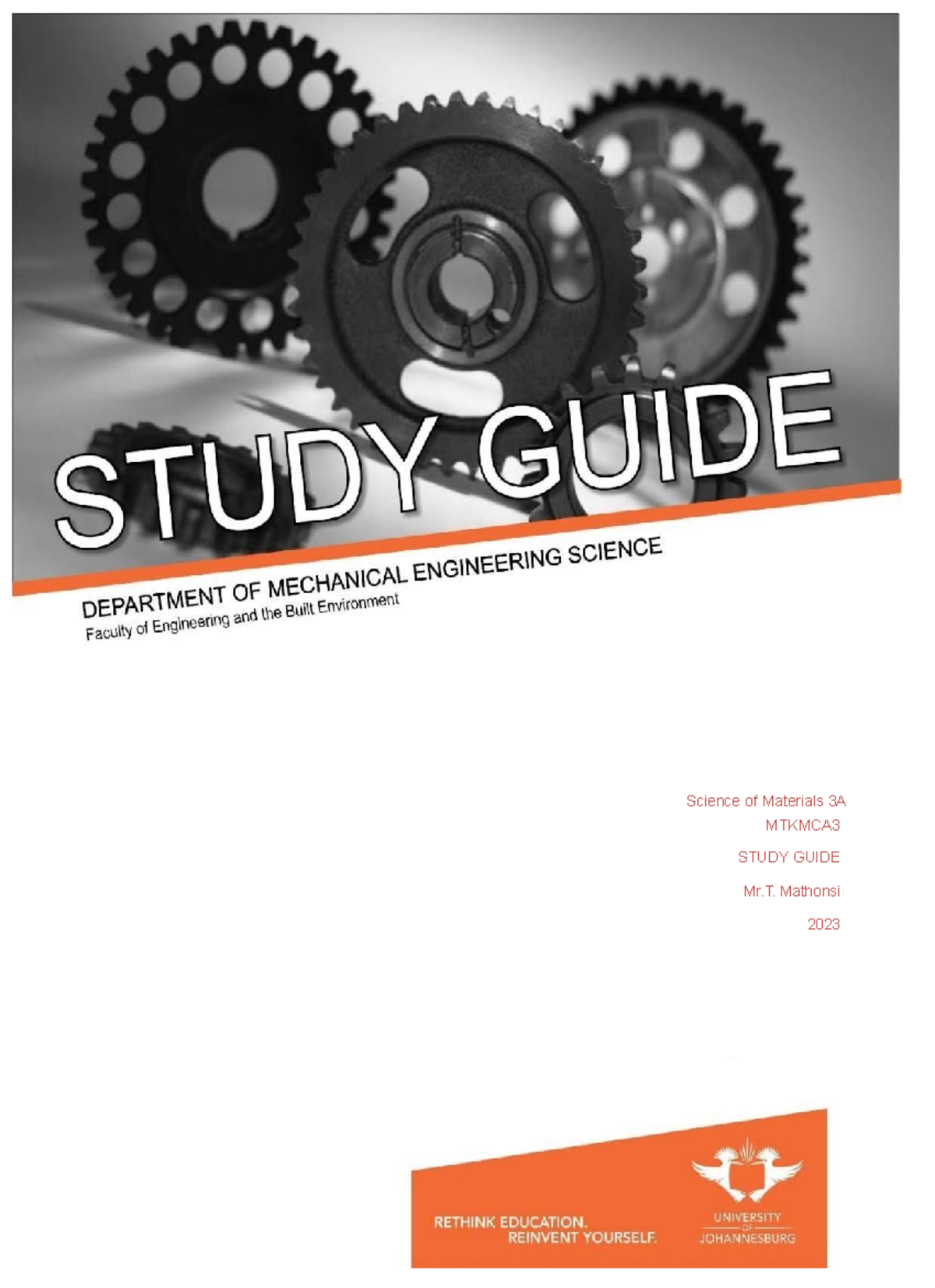 MTK3A11 Study Guide Introduction 2023 - Science of Materials 3A MTKMCA ...