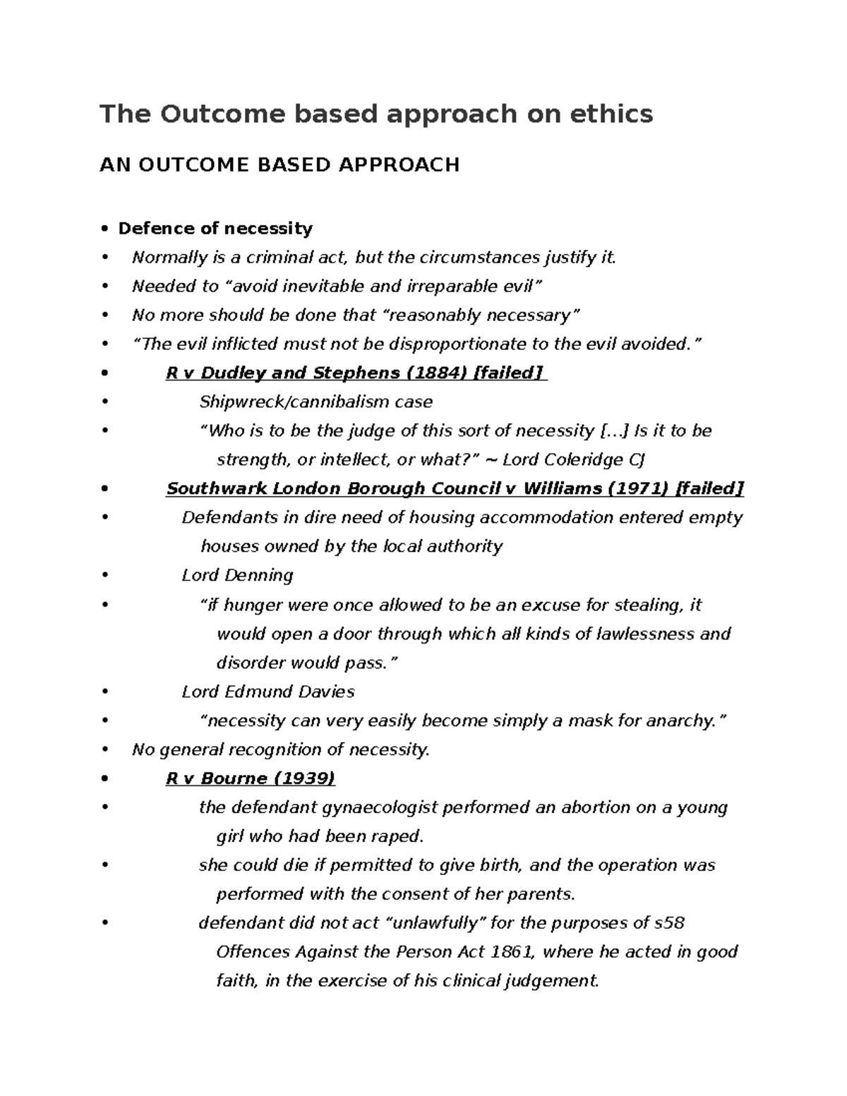 Ethics Lecture 2 - The Outcome based approach on ethics AN OUTCOME ...