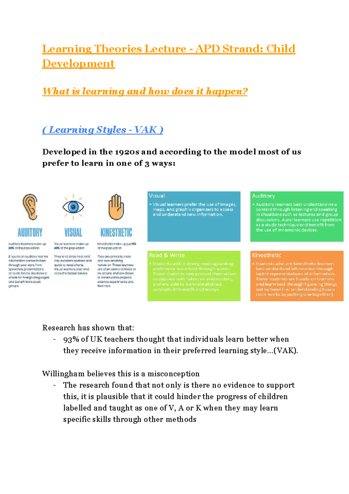 How do children learn - Lecture 1 (Year 1) - Learning Theories Lecture ...