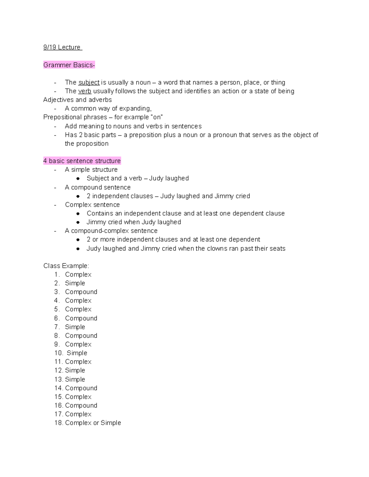 PR Writing 9 19 - 9 29 - PR notes for exam one - 9/19 Lecture Grammer ...