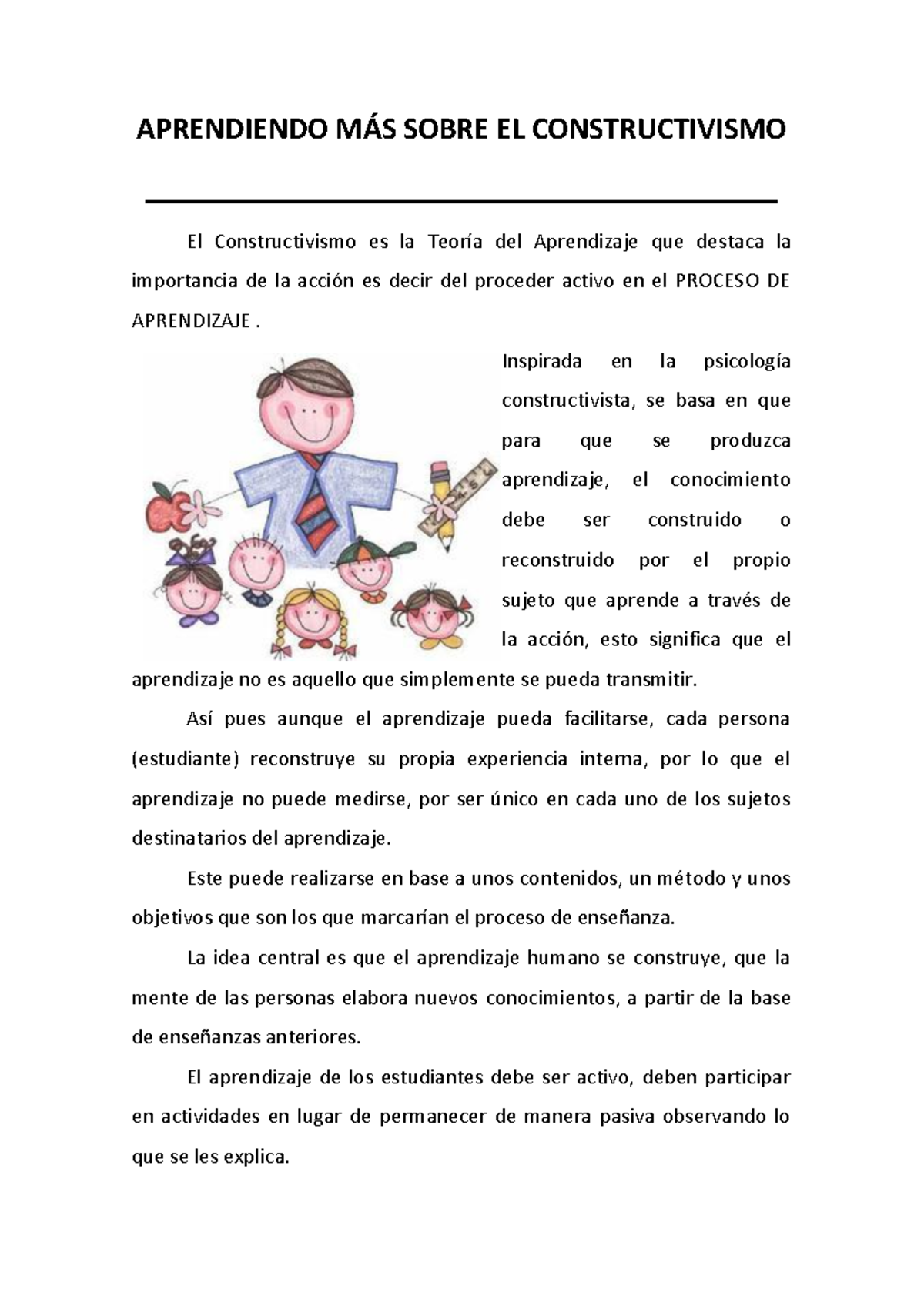 GESTIÓN EDUCATIVA - APRENDIENDO MÁS SOBRE EL CONSTRUCTIVISMO - Studocu