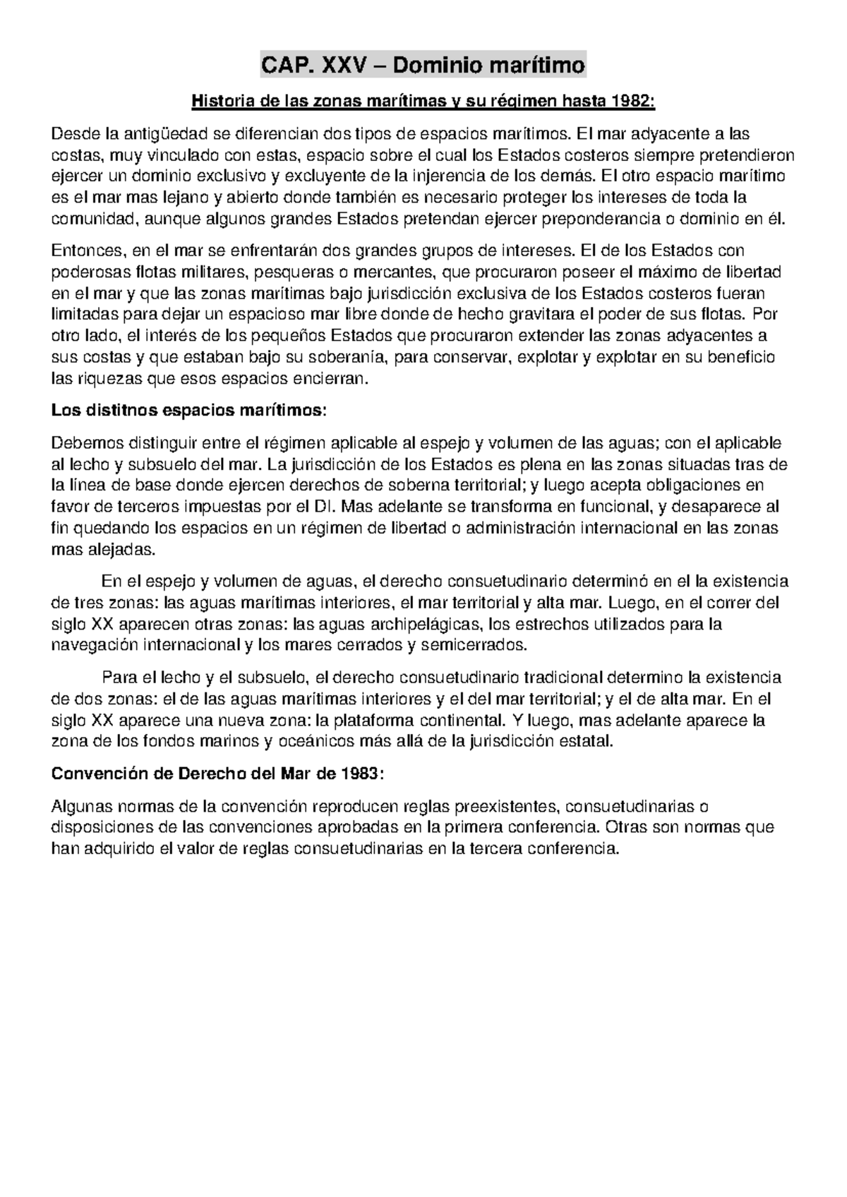 Dominio maritimo - RESUMEN TEXTO - CAP. XXV – Dominio marítimo Historia ...