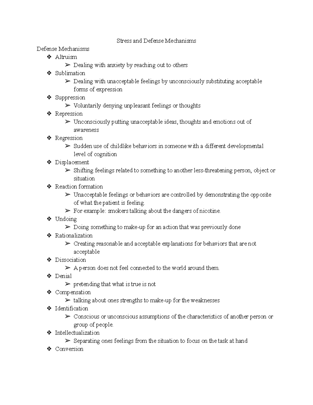 Stress and Defense Mechanisms - Stress and Defense Mechanisms Defense ...