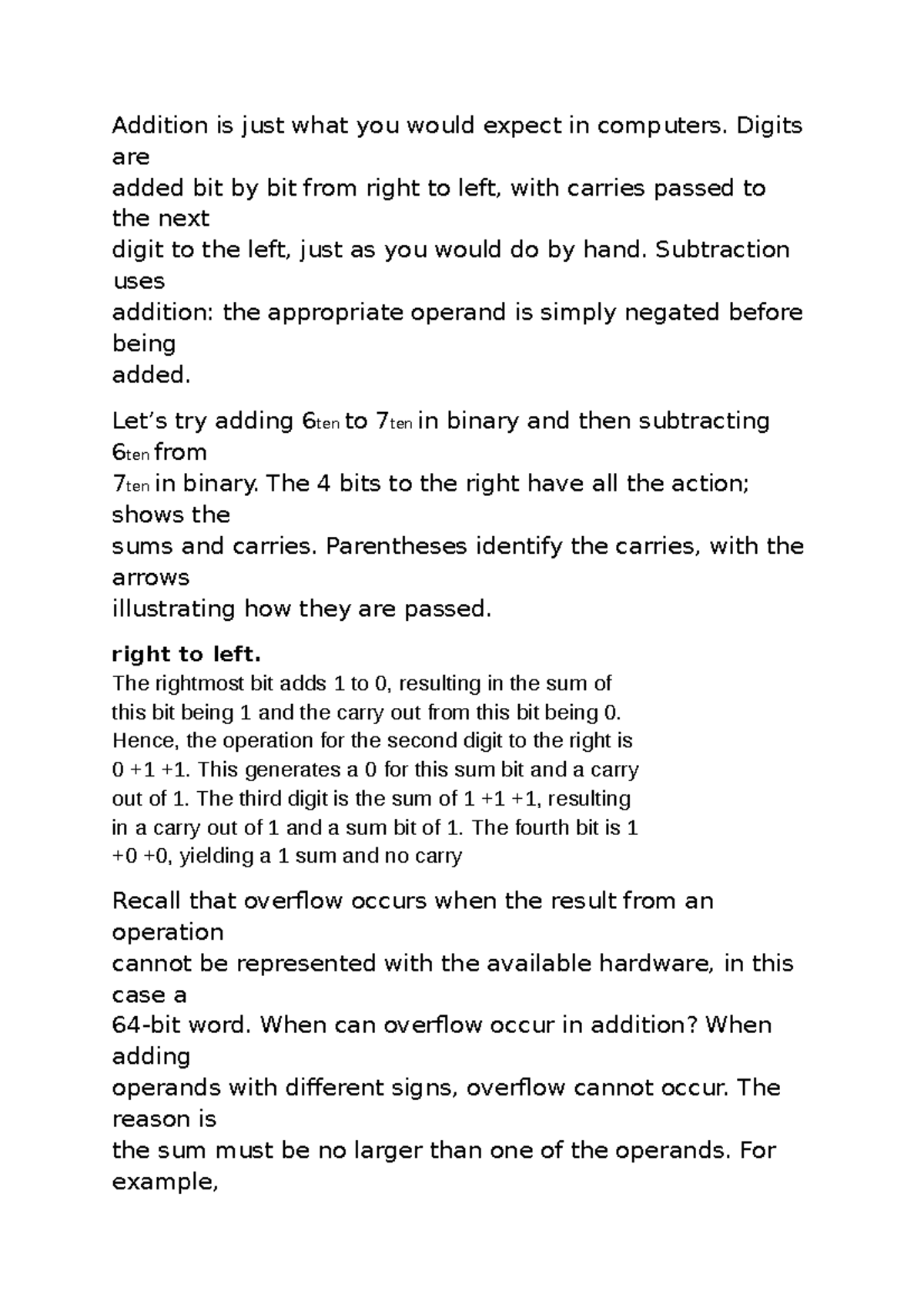 Adition and subtraction - Addition is just what you would expect in ...