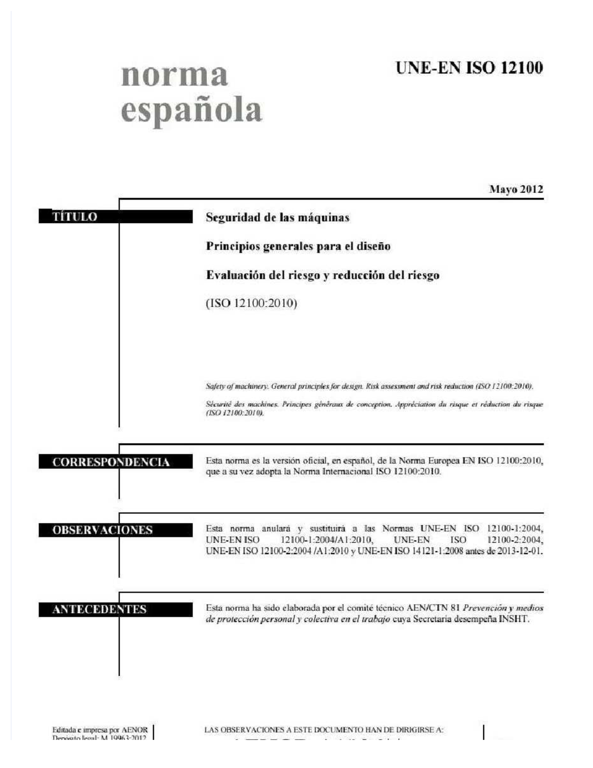 Pdf-une-en-iso-12100-2012 pdf compress - norma ISO 12100 española Mayo ...