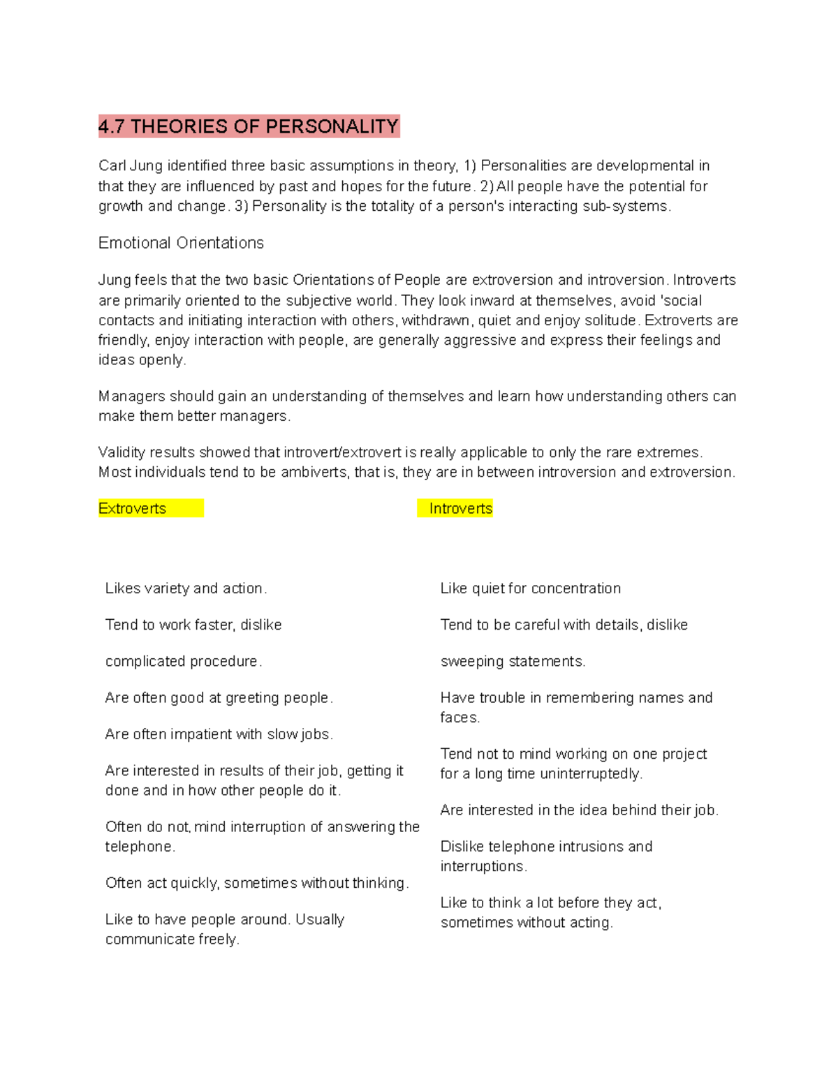 PSYC Theories personality 4.7- 4 - 4 THEORIES OF PERSONALITY Carl Jung ...