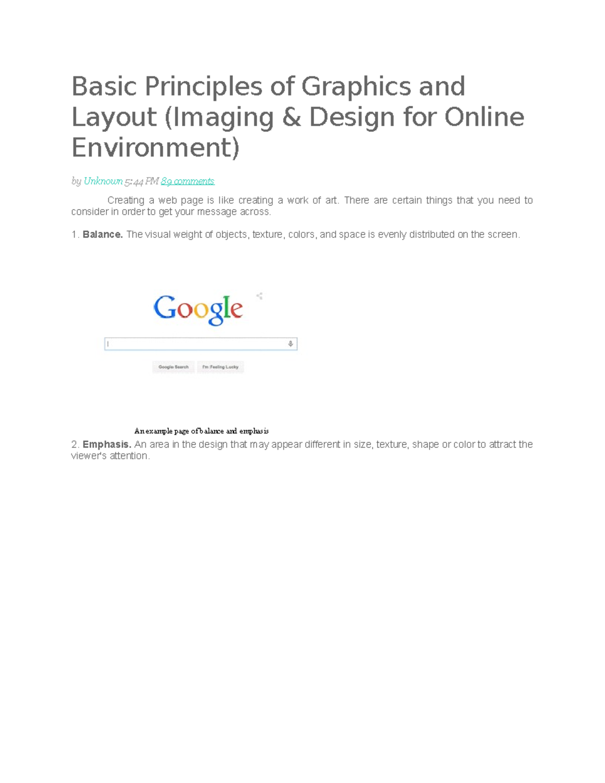 Basic Principles of Graphics and Layout - Basic Principles of Graphics ...