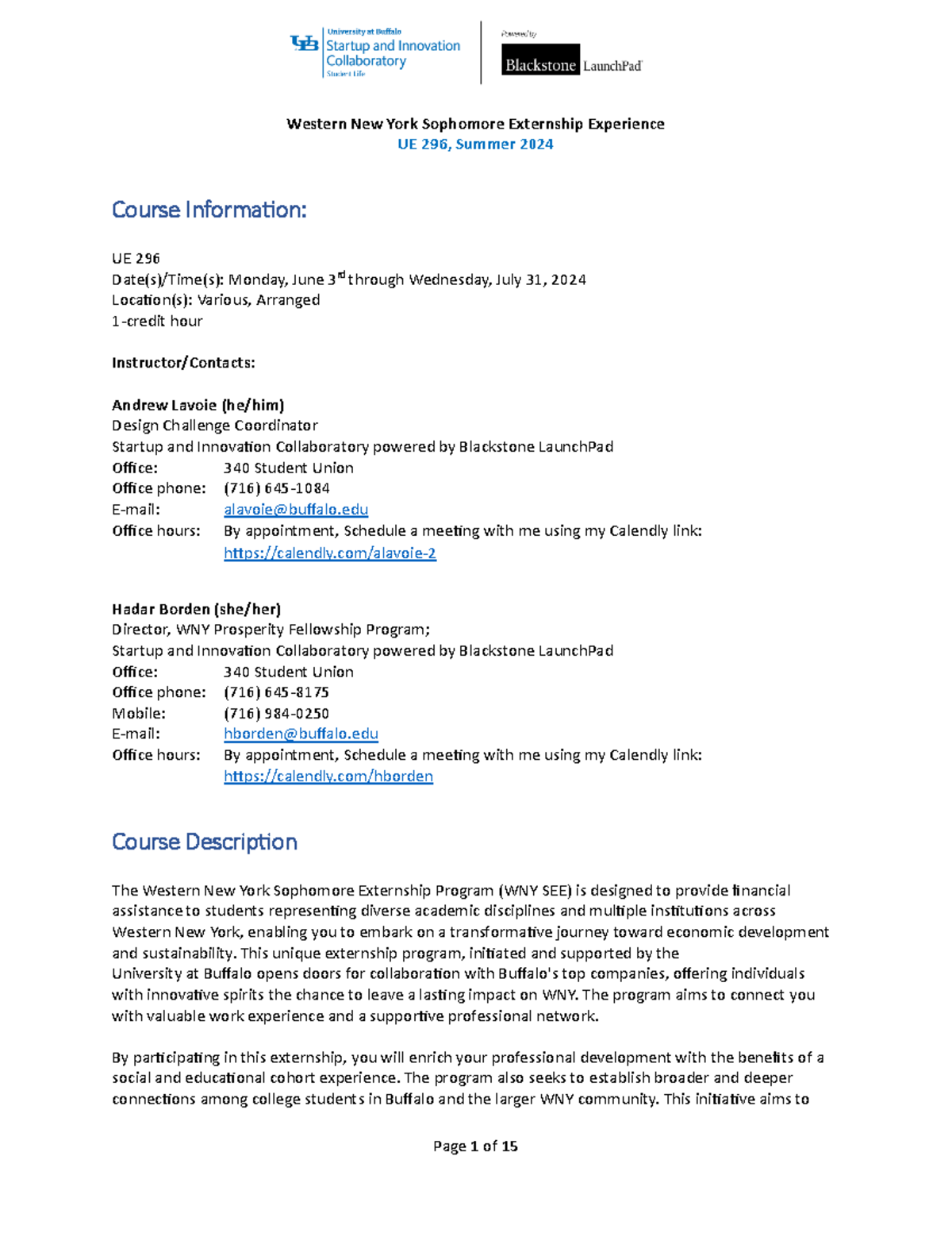 WNY SEE Syllabus SU24 Final - Western New York Sophomore Externship ...