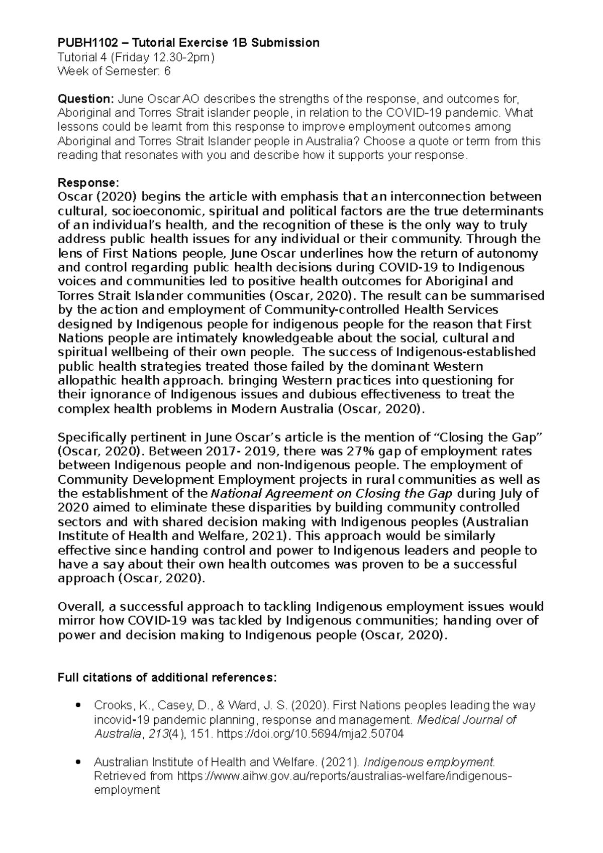 Task 1C - In-class written response - PUBH1102 – Tutorial Exercise 1B ...