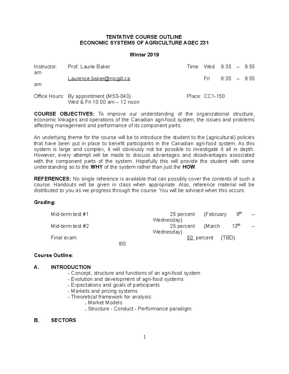 Systems - outline - TENTATIVE COURSE OUTLINE ECONOMIC SYSTEMS OF ...