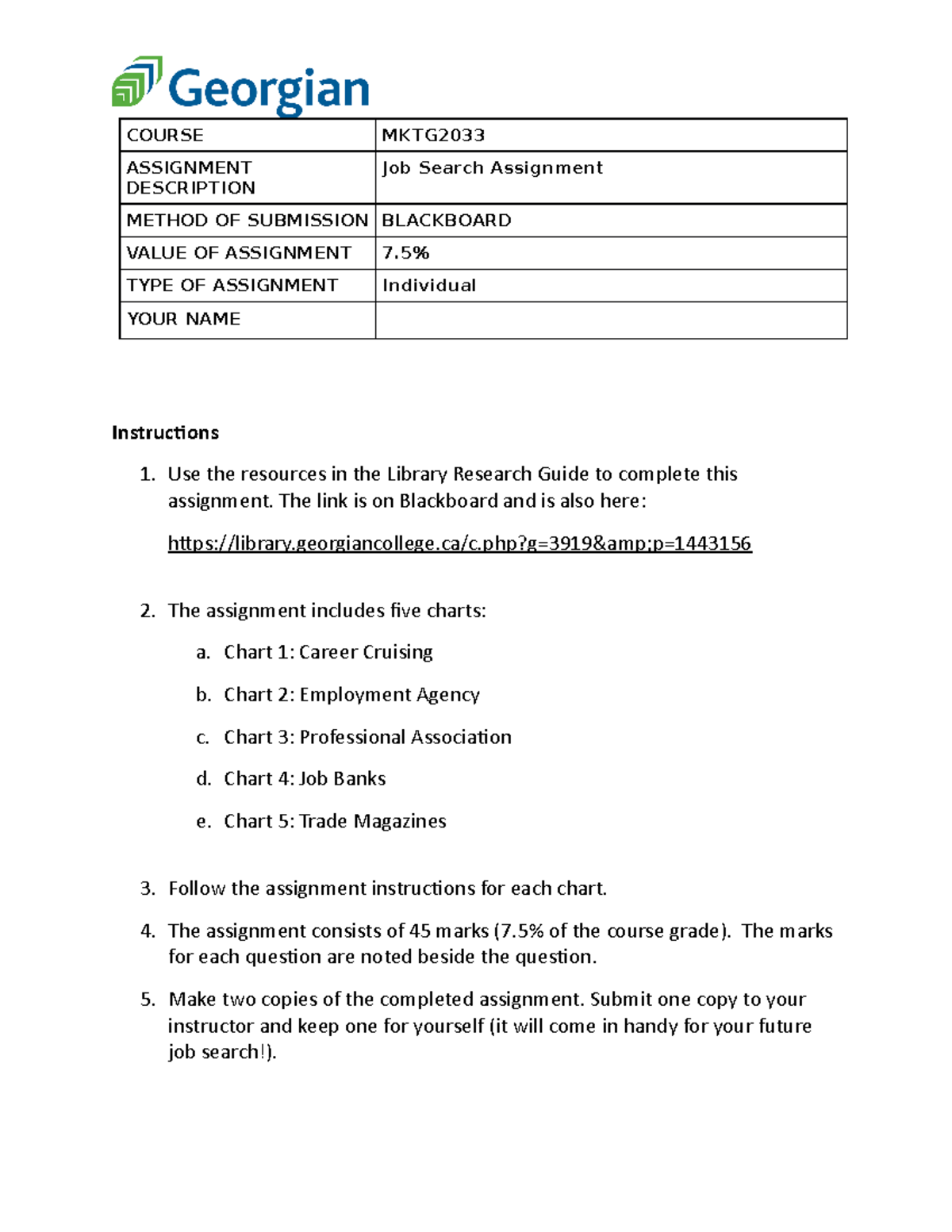 Job Search Assignment Professional edge - W21 - COURSE MKTG ASSIGNMENT ...