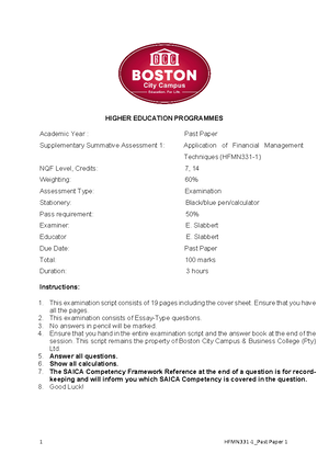 FA1 HFMN331-1 Sample - ANNEXURE G: SAMPLE FORMATIVE ASSESSMENT 1 BCC ...