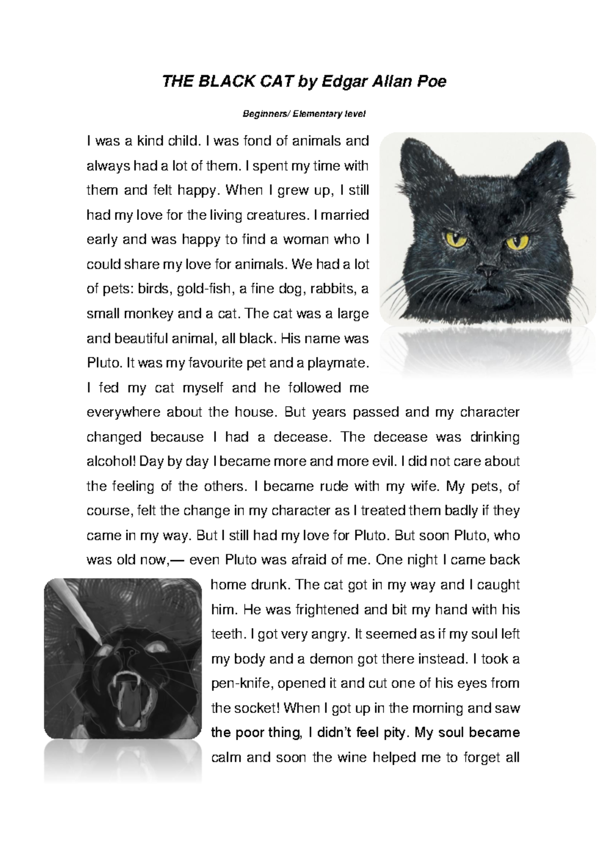 THE Black CAT by Edgar Allan Poe level 1 - THE BLACK CAT by Edgar Allan ...