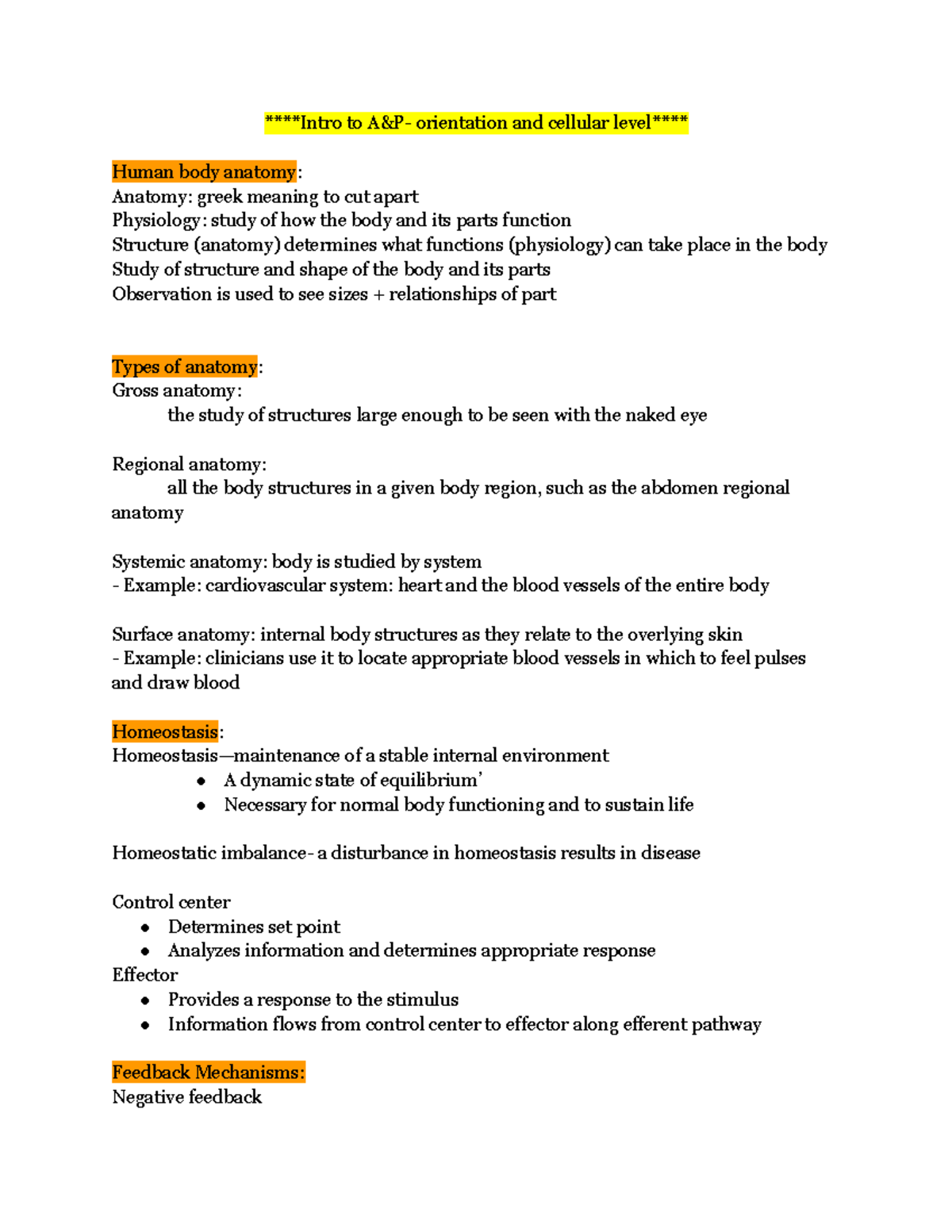 AP orientation and cellular level - Intro to A&P- orientation and ...