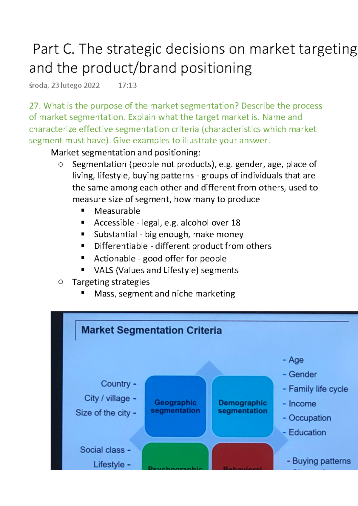 Part-C - ....... - What is the purpose of the market segmentation ...