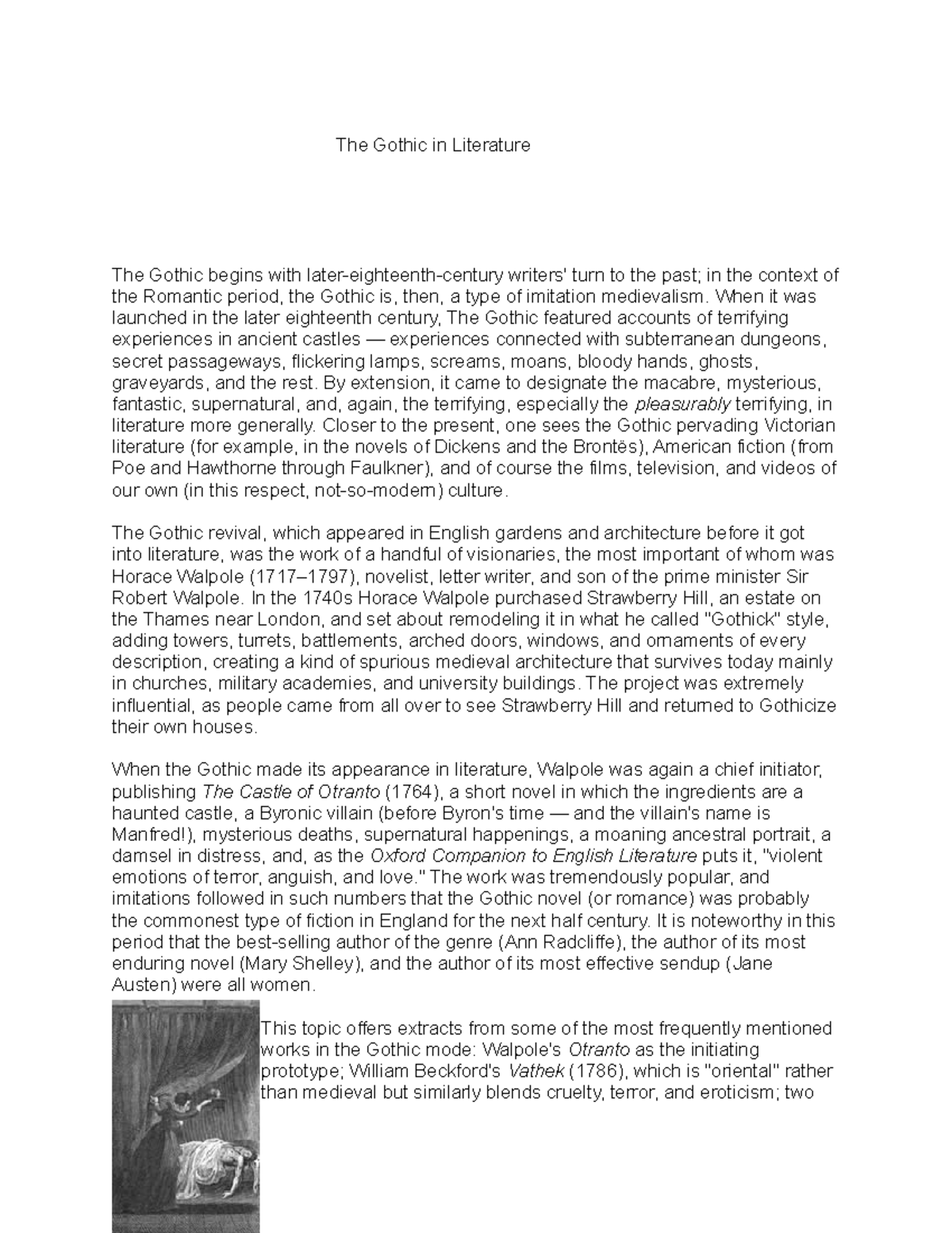 The Gothic - Literature cliff-type notes - The Gothic in Literature The ...