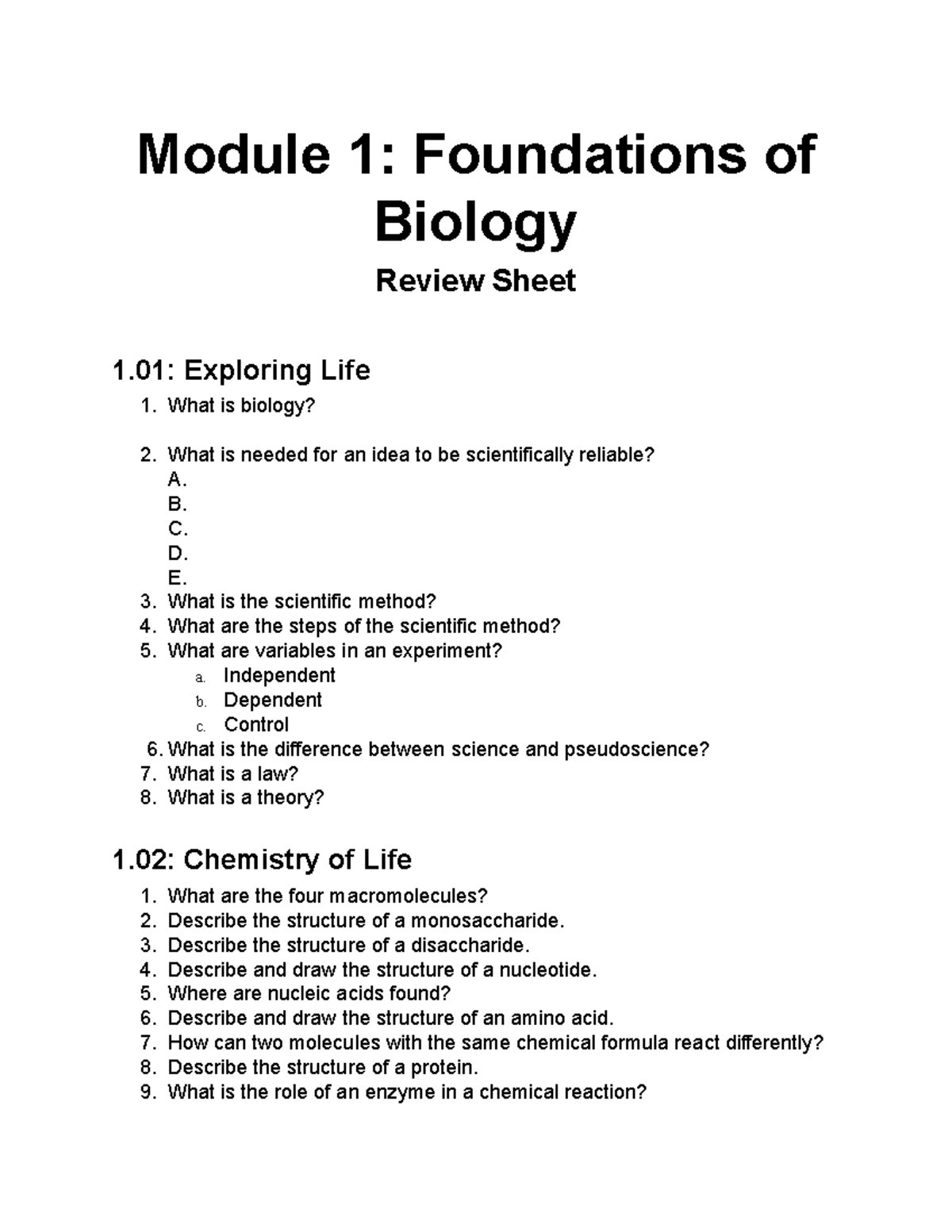 Cópia de Module 1Review Sheet V 23 - Module 1: Foundations of Biology ...