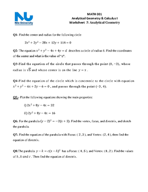 Math 001 Worksheet 1 - MATH 001 Analytical Geometry & Calculus I ...
