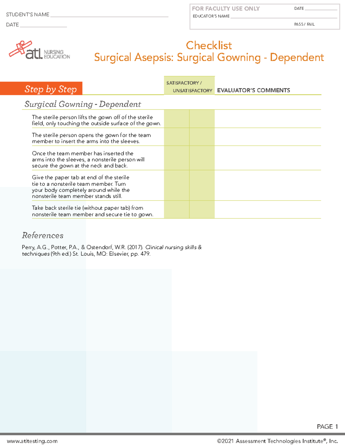 ATI: Infection Control Isolation Surgical Gowning Dependent - blank ...