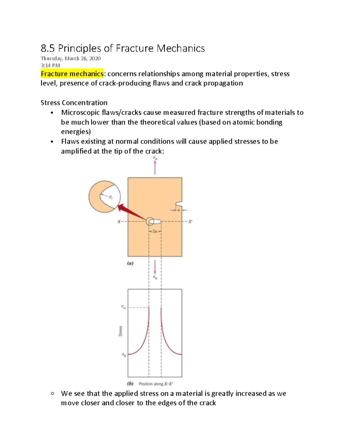 MSE250 Ch. 8.5-8.7 - 8 Principles of Fracture Mechanics Thursday, March ...