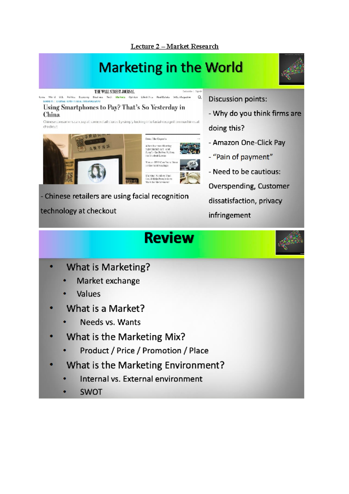 Lecture 2- Market Research - Lecture 2 – Market Research Market ...