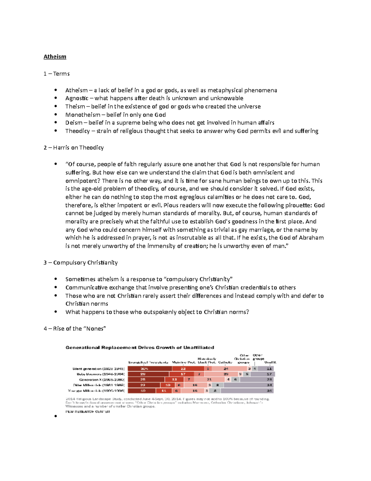 Atheism Notes - Atheism 1 – Terms Atheism – a lack of belief in a god ...