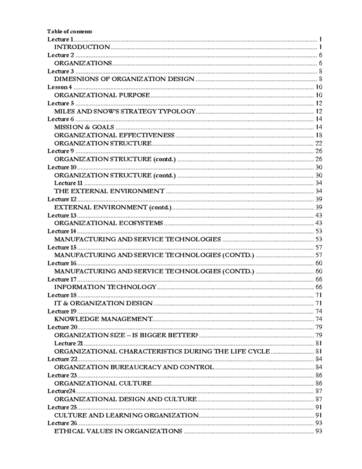 MGT504 Handouts Website - Table of contents Lecture - Studocu