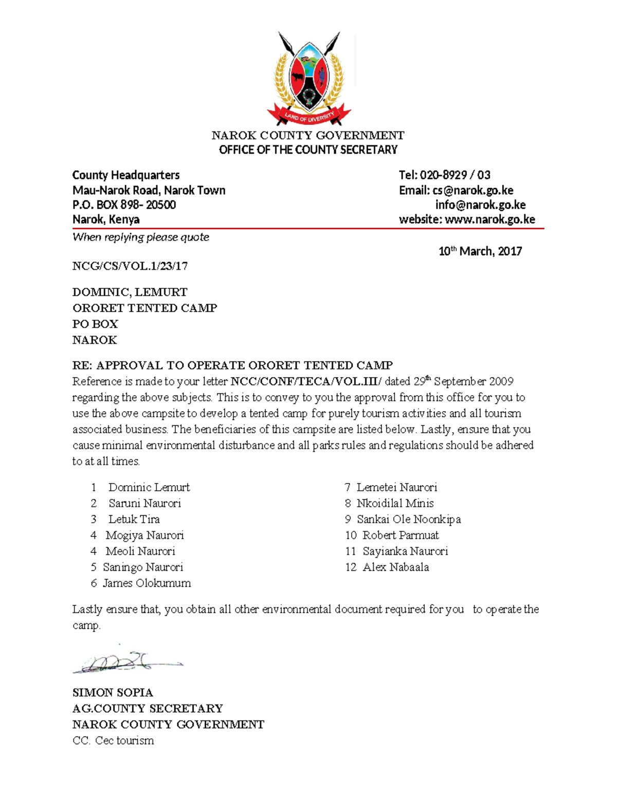 Sayianka - assignment - NAROK COUNTY GOVERNMENT OFFICE OF THE COUNTY ...