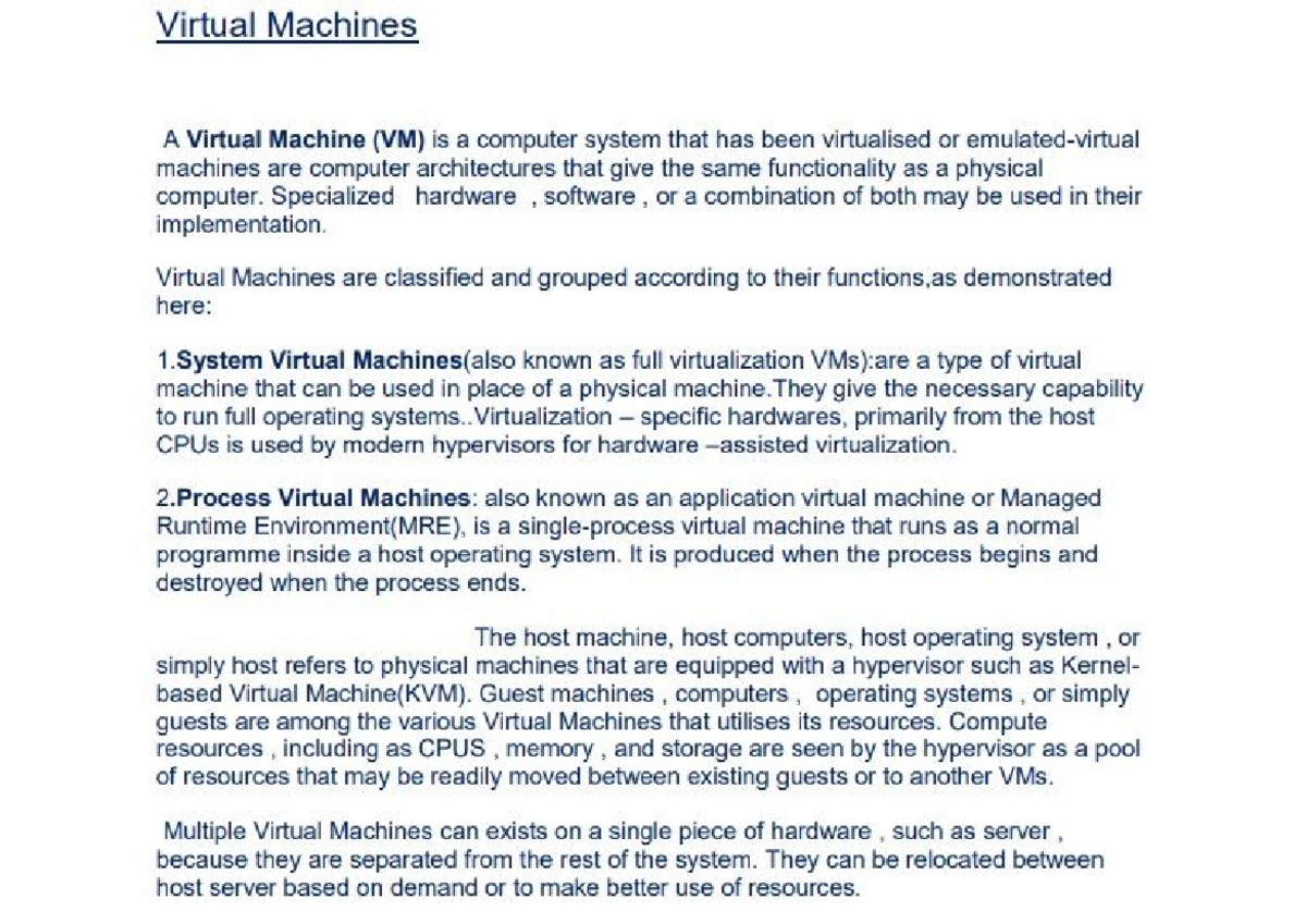 Virtual Machine - Operating System - Studocu