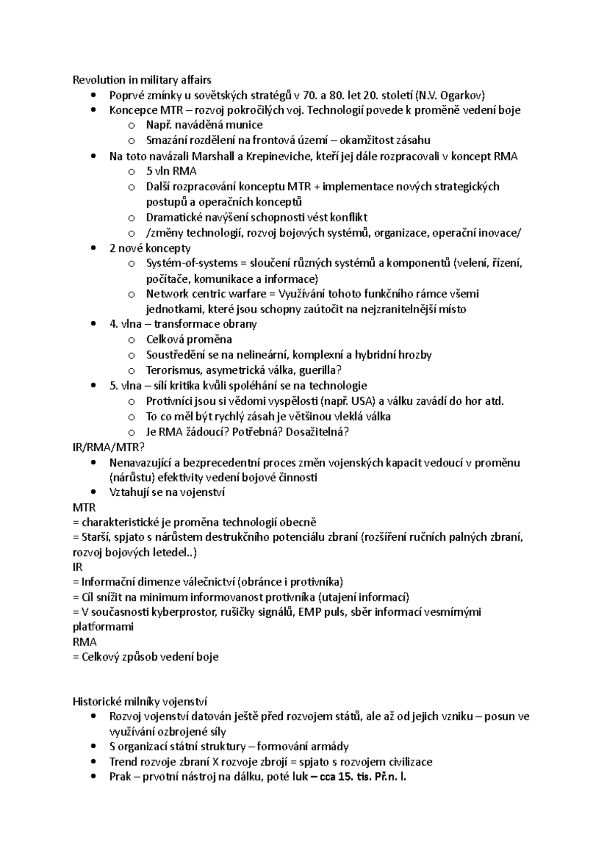 Revolution in military affairs - a 80. let 20. století (N. Ogarkov ...