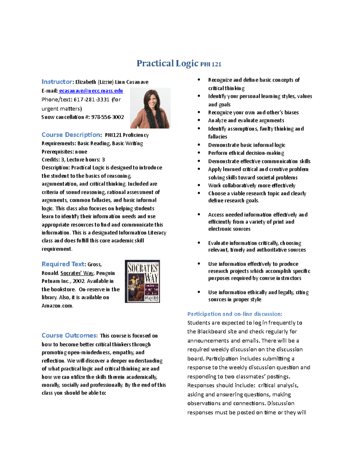 Practical Logic Syllabus - Instructor: Elizabeth (Lizzie) Linn Casanave ...