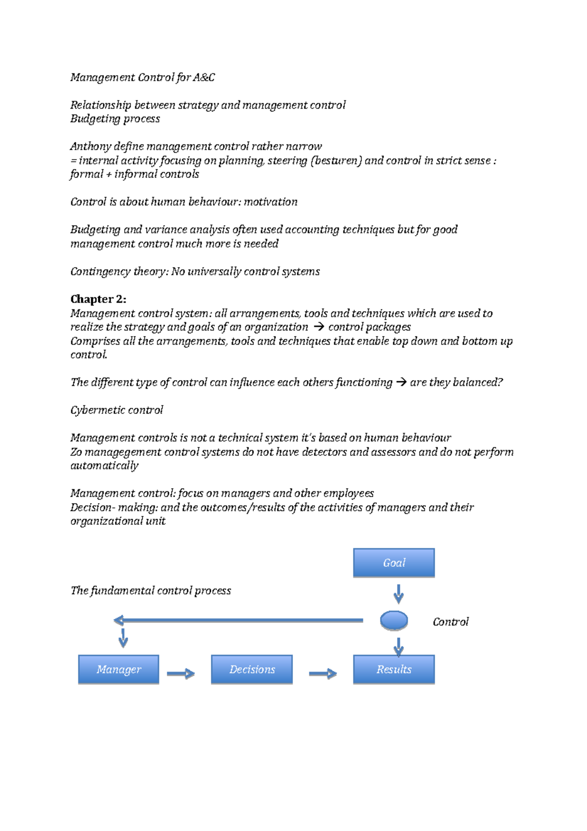 Management Control lecture 2 - Management Control for A&C Relationship ...