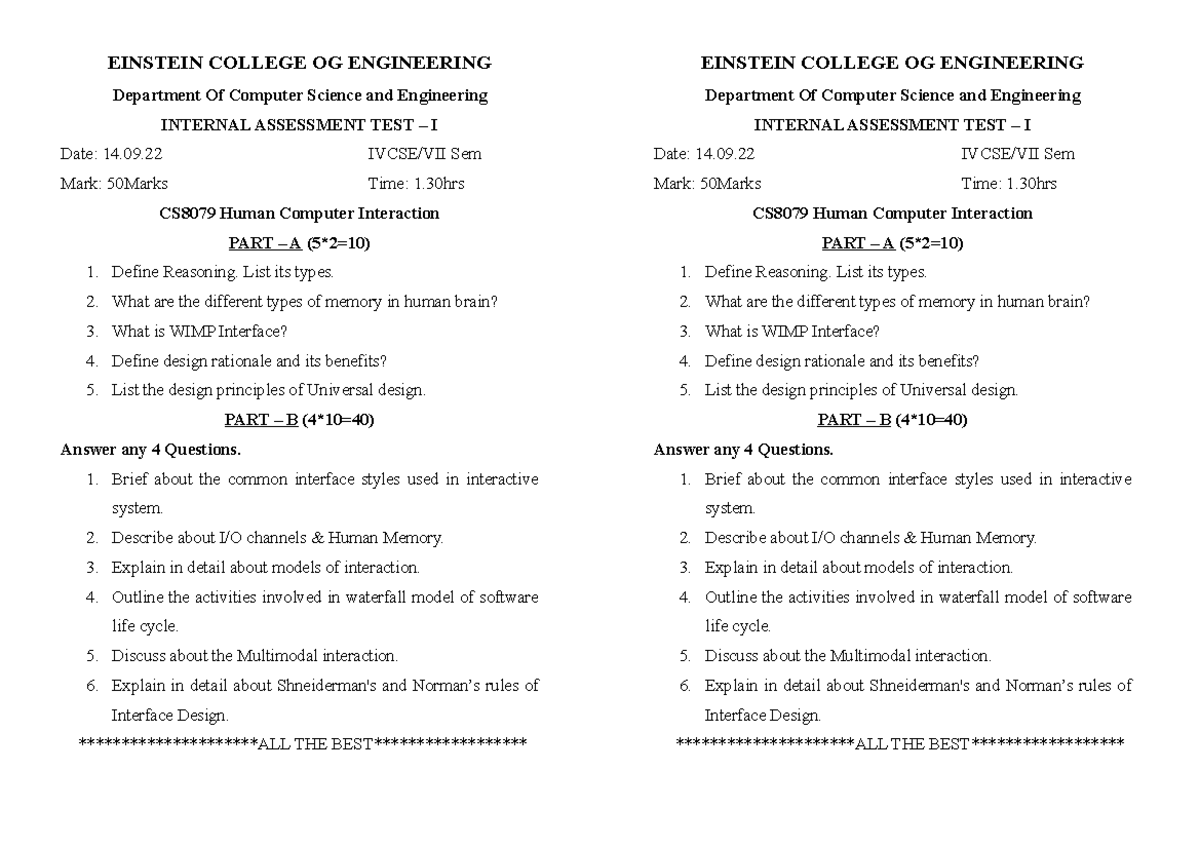 CS8079 HCI IAT I Ques - Questions - EINSTEIN COLLEGE OG ENGINEERING ...