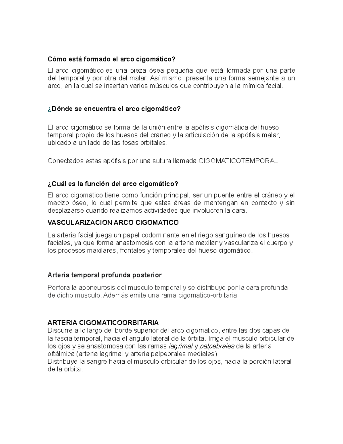 Resumen ARCO Cigomatico - Cómo está formado el arco cigomático? El arco ...