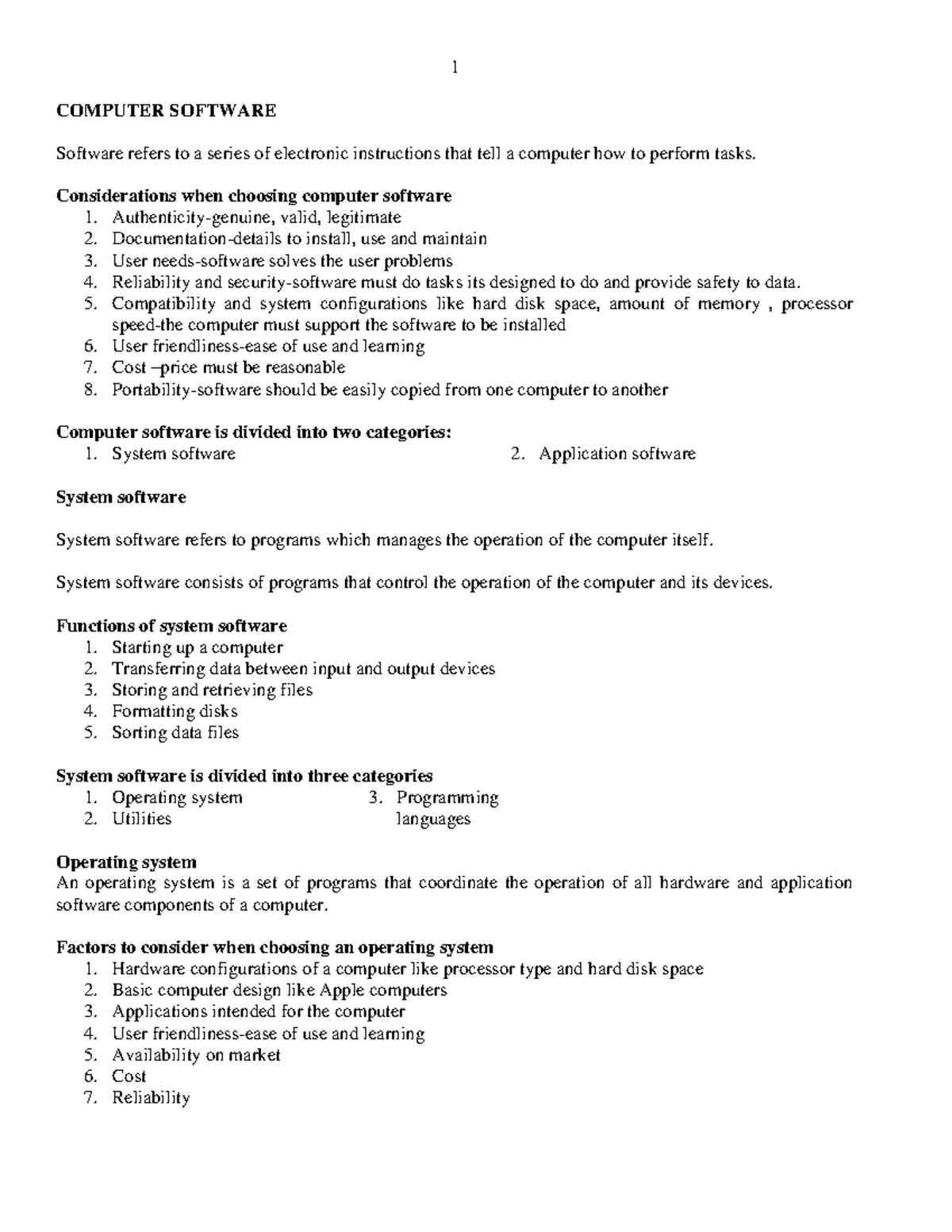 Computer software - COMPUTER SOFTWARE Software refers to a series of ...