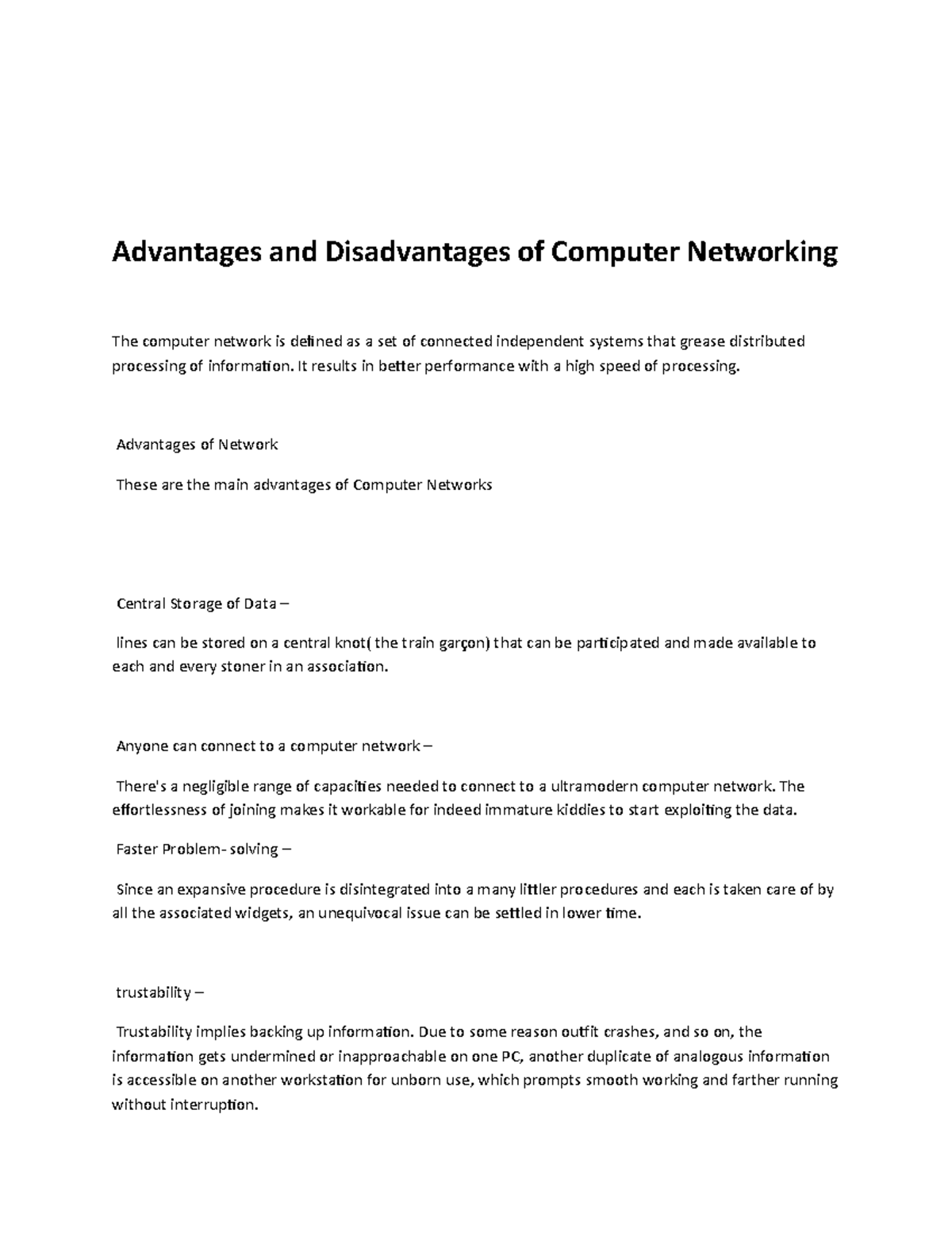 Advantages and Disadvantages of Computer Networking - It results in ...