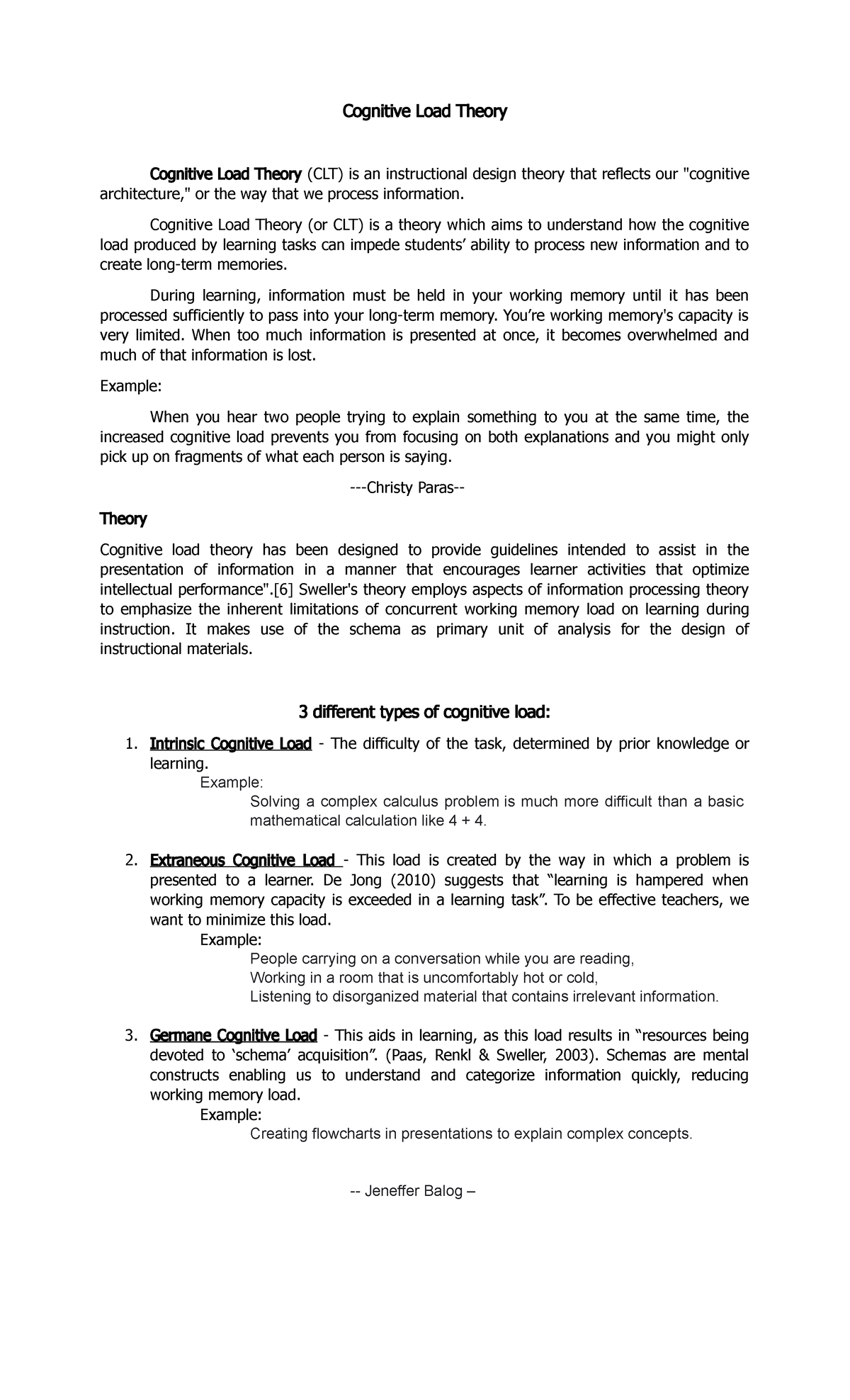 Cognitive-Load-Theory - Cognitive Load Theory Cognitive Load Theory ...