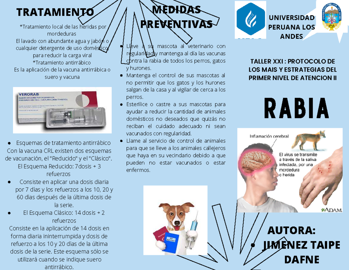 Triptico rabia - rabia ####### UNIVERSIDAD ####### PERUANA LOS ...