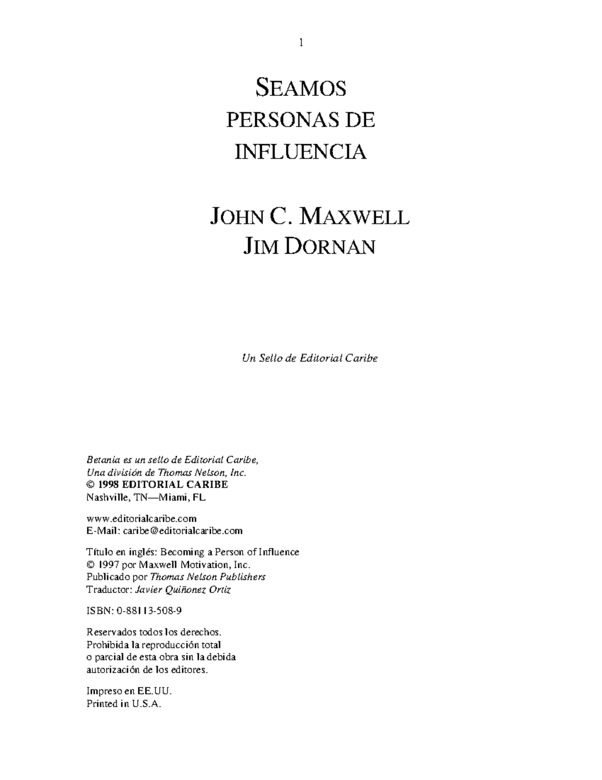 Seamos Personas DE Influencia - JOHN Maxwell - S EAMOS PERSONAS DE ...